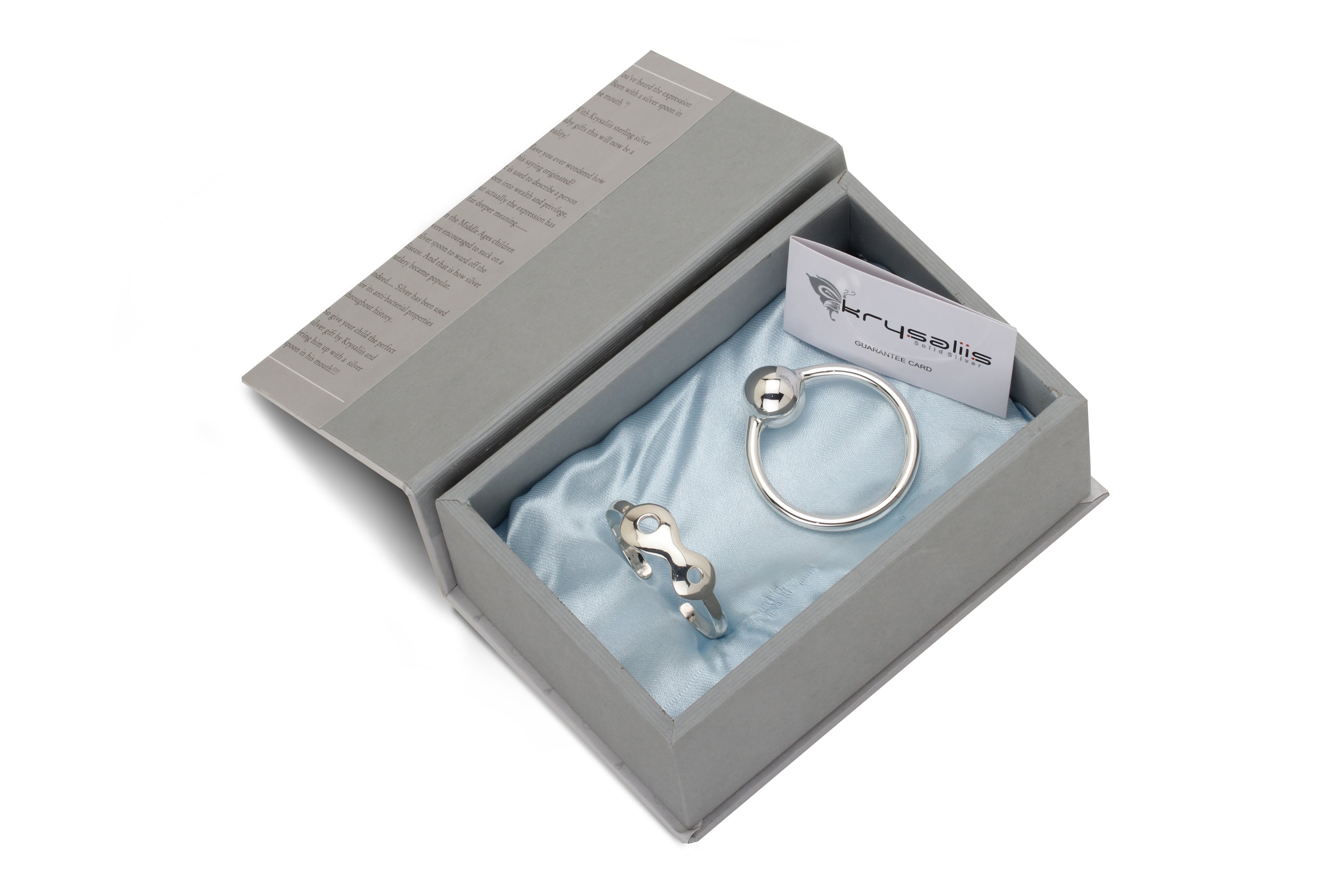 Silver Gift Set for Baby - Hamper with Amoeba Baby Cuff Bracelet and S ...